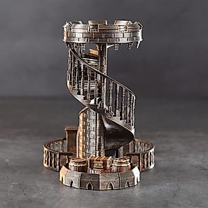 AUSPDICE Dice Rolling Tower and Tray Retro Castle Mold Color for Tabletop Games, D&D and RPG Games (Bronze Color)