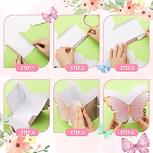 Fuutreo 6 Pcs Butterfly Centerpieces for Baby Shower Birthday Tea Party Favors Décor, Butterfly Decorations for Tables, Butterfly Themed Party Supplies Wedding