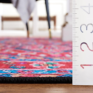 SAFAVIEH Tucson Collection Area Rug - 10' x 14', Navy & Red, Machine Washable & Slip Resistant, Ideal for High Traffic Areas in Living Room, Bedroom, Dining (TSN121N-10)