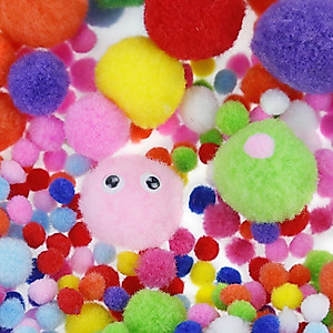 500Pcs Pipe Cleaners Craft Supplies, Including 100 Pcs Pipe Cleaners 200 Pcs Pom Poms Arts and Crafts 200 Pcs Wiggle Googly Eyes Self Adhesive