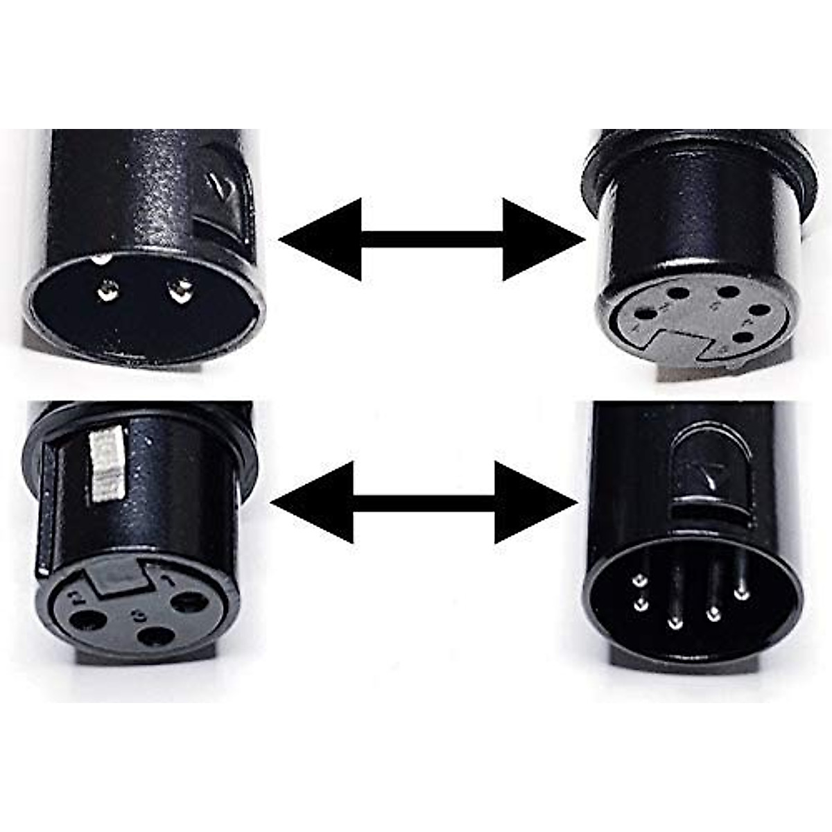 CESS-078 XLR 3-Pin to XLR 5-Pin Adapter Cables, XLR3M to XLR5F & XLR3F to XLR5M, 2 Pack