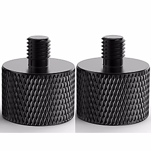MxTong Mic Stand Adapter 5/8 to1/4 Microphone Screw Adapter Thread Screw Adapter for Camera Monitor Microphone Stand Microphone holder 2 Pack Black2