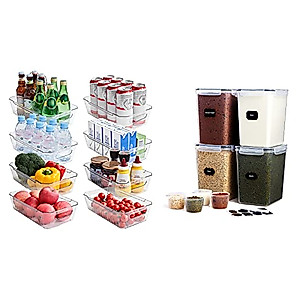 Lifewit 8pcs Refrigerator Organizer Bins Large Food Storage Containers 5.2L/175oz 4PCS