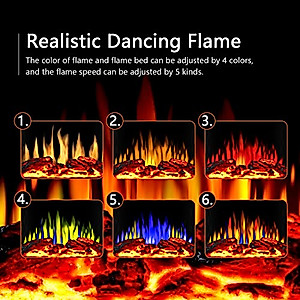 Antarctic Star Electric Fireplace Stove, Electric Fireplace Heater Freestanding with 3D Logs and Realistic Flame, Remote Control, Overheating Protection & All Steel Design, Adjustable Brightness Beige