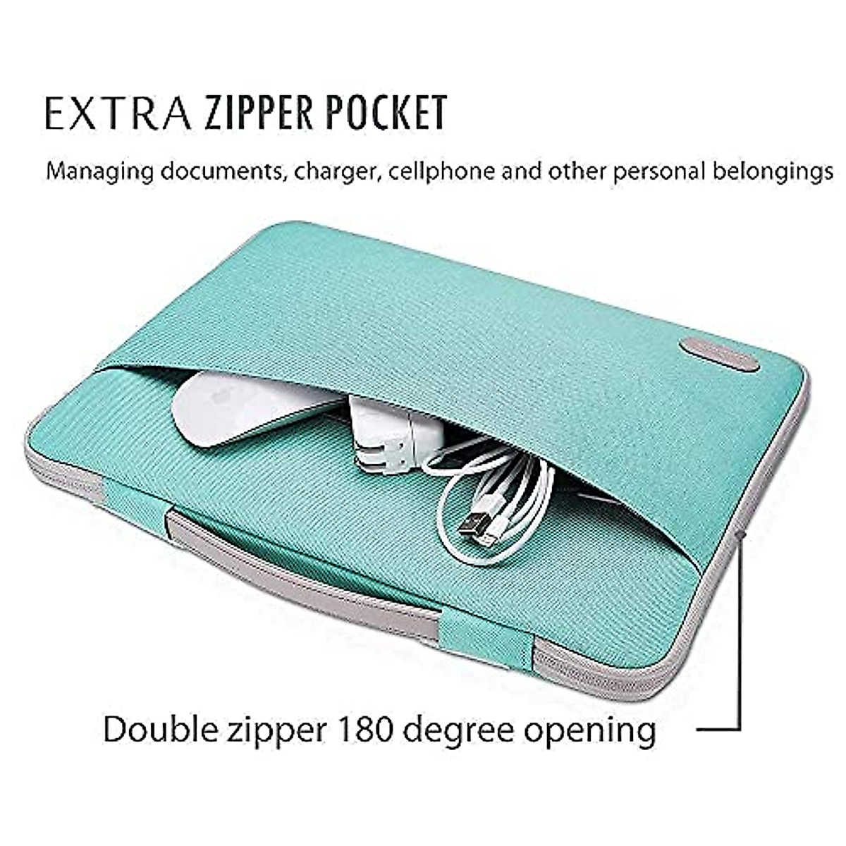 ProCase 14-15.6 Inch Laptop Sleeve Case Protective Bag Bundle with Hard Storage Carrying Case for MacBook Air/Pro Power Adapter