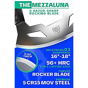 Dalstrong Mezzaluna Knife - 8.5 inch Blade - Gladiator Series - Rocking, Mincing & Chopping Produce Knife - Black ABS Handle - w/Sheath