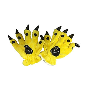 QZERPLAY Unisex Paw Claw Winter Finger Gloves for Halloween Costume Yellow L