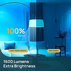 Linkind Matter Smart Light Bulb,1600LM 100W Smart Bulbs Work with Alexa/Apple Home/Google Home/SmartThings, RGBTW LED Color Changing Bulbs Music Sync, 2.4GHz Wi-Fi Light Bulbs LED 11W, A21 E26, 2Pack