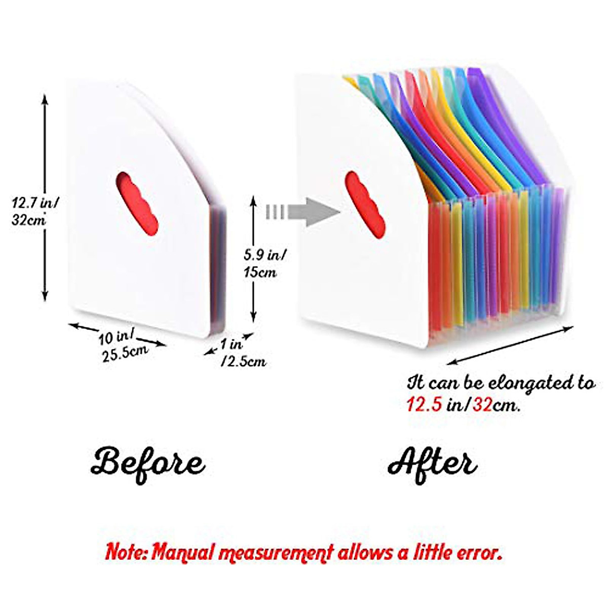 SAYEEC 13 Pockets Vertical Expanding File Folder Plastic Accordion File Organizer Desk Stand Magazine Holder Letter Size A4 Documents Storage Space Saver for Office Home Class (White, 2 Pack)