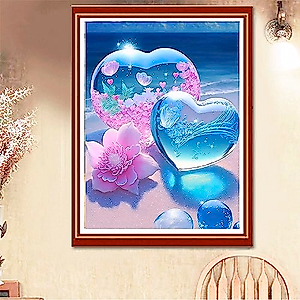 JFYHAB Love Diamond Painting Kits,Diamond Art Kit, Sea Beach Paint by Numbers for Adults and Kids Beginner 5D Diamond Painting Kits for Adults Full Drill Round for Wall Decor,Gift,Relaxing12x16