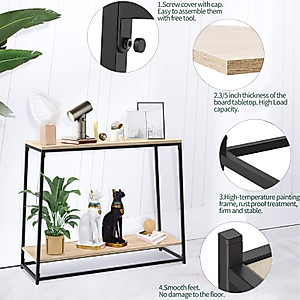 SpringSun Console Sofa Table, Entryway Table with 2-Tier Storage Shelves for Living Room, Bedroom, Balcony and Hallway