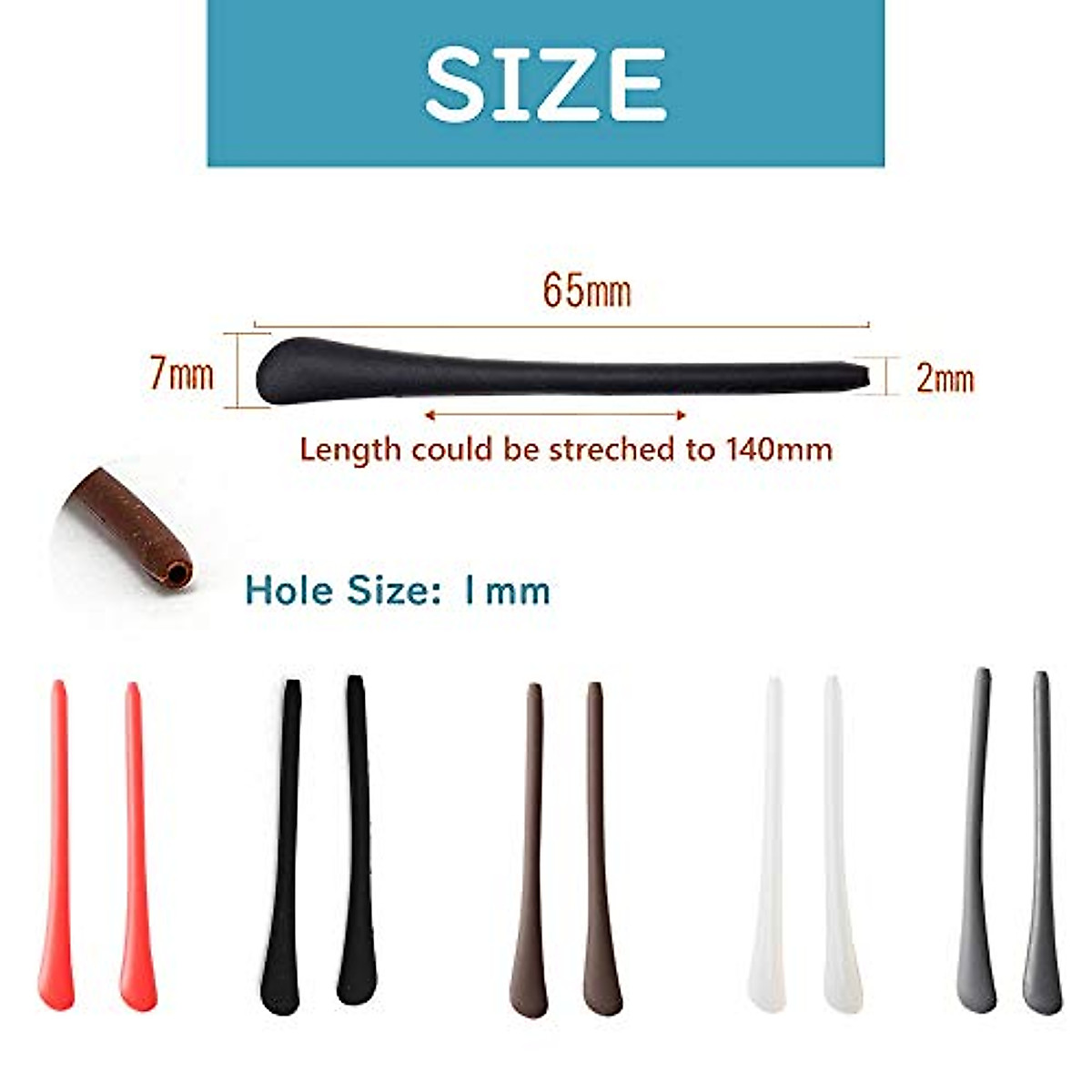 8 Pairs Eyeglass End Tips Ear Sock Pieces Anti-Slip Tube Replacement Tips Silicone for Thin Metal Eyeglass Legs,4 Black/4 White