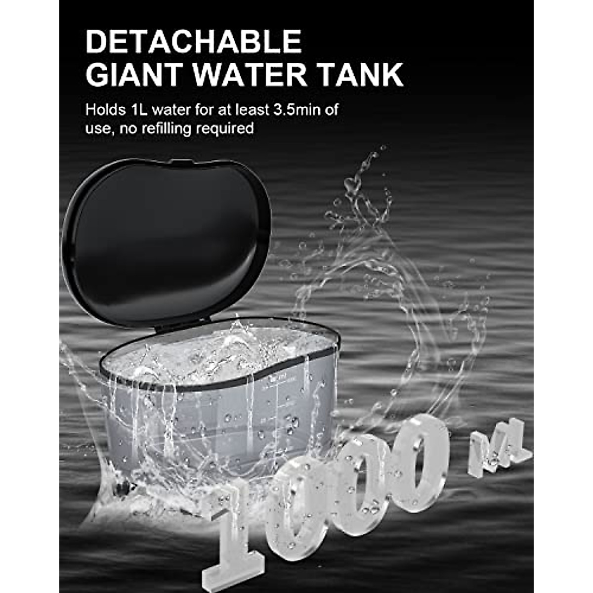 MySmile 1000ML Countertop Water Dental Flosser Teeth Cleaner 10 Settings Electric Power Oral Irrigator with UV Sanitizer Light Storage Bag and 7 Jet Tips