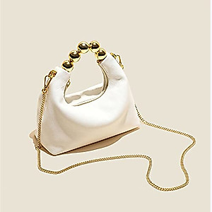 Purses and Handbags for Women Fashion Ladies Pearl bead Top Handle Satchel Shoulder Chain Crossbody Bag (Black)