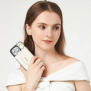 Keallce Case for iPhone 14 Pro 6.1'' 2022, Flip Wallet Case with Card Slots, Ring Stand Holder Kickstand, Folio Leather Protective Phone Cover for Ladies Women Compatible with iPhone 14 Pro 5G, Beige