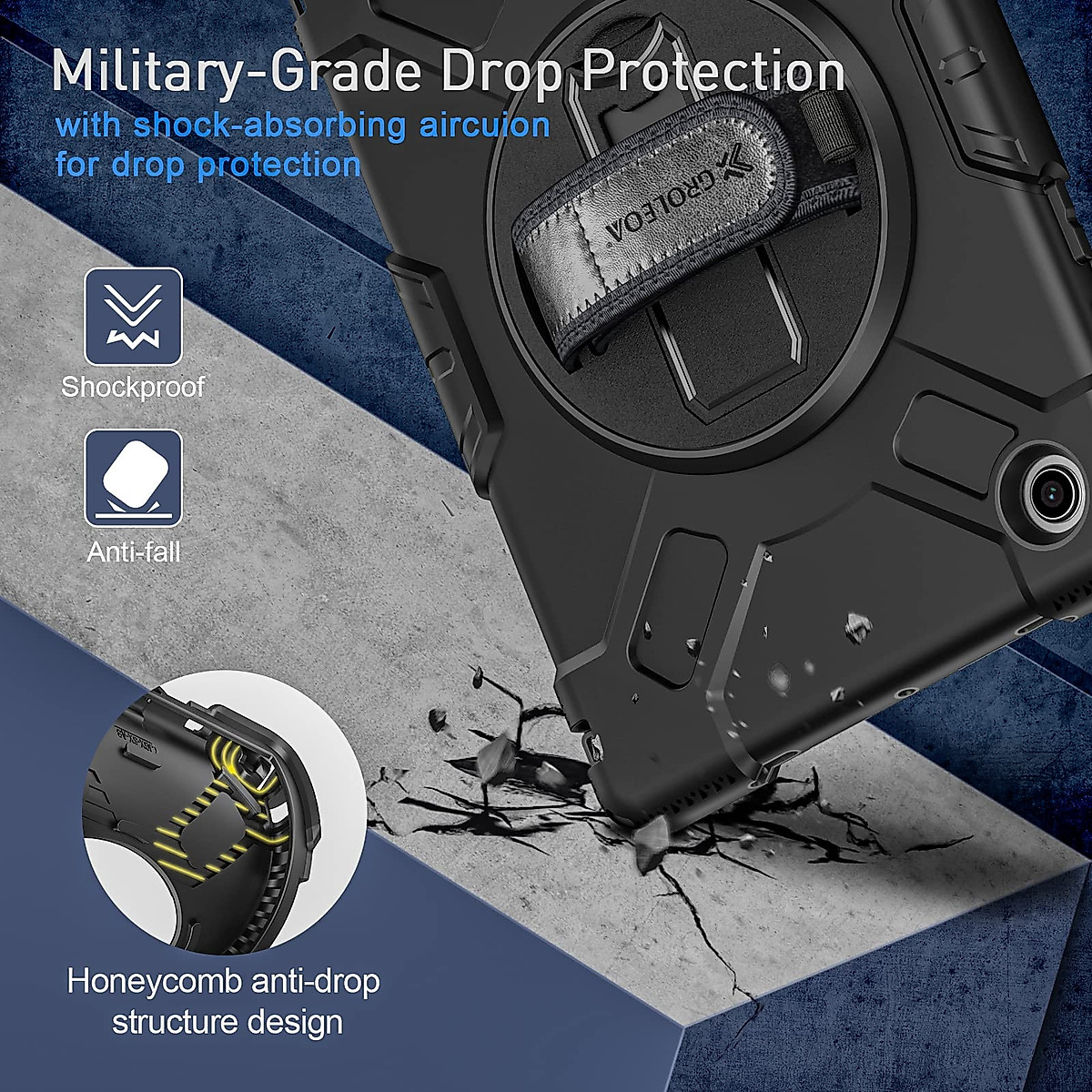 GROLEOA Samsung Galaxy Tab A8 Case 10.5 2022: Protective Rugged Samsung A8 Case for Kids with Pen Holder- Hand Strap- Kickstand- Shoulder Strap for Tablet A8 Case 10.5 Inch (SM-X200/X205/X207), Purple