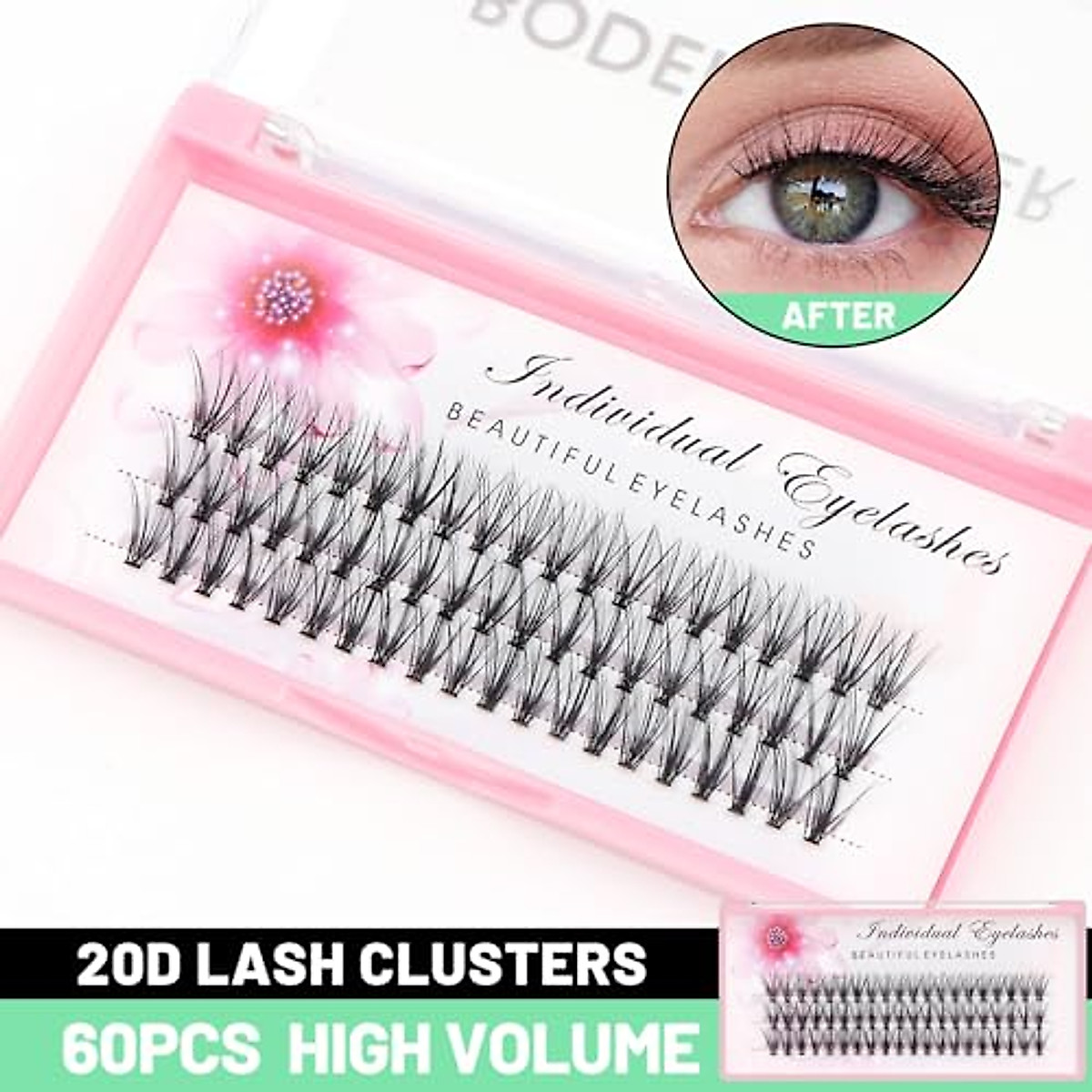 Bodermincer Grafting False Eyelashes 20D Soft 0.07 C Curl Lash Clusters Lash Extension Kit Individual Eyelashes Silk False Eye Lashes Extensions (14mm)