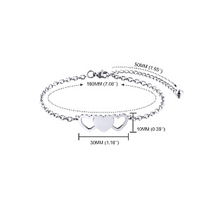 AOTXOXTOA Customized 2-3 Pieces Heart Bracelets Engraving Best Friendship Bracelet Set Stainless Steel Personalized Names for Sisters BFF Women Birthday Wedding Bridesmaid Gifts