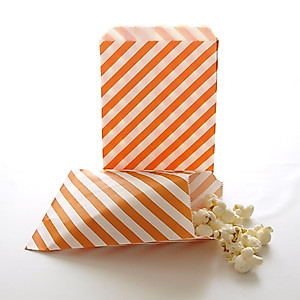 Food With Fashion Halloween Party Bags, Birthday Party Paper Supply Packs, Gift Goodie Bags, Fall Bags, Orange Stripe Bags (25 Pack)