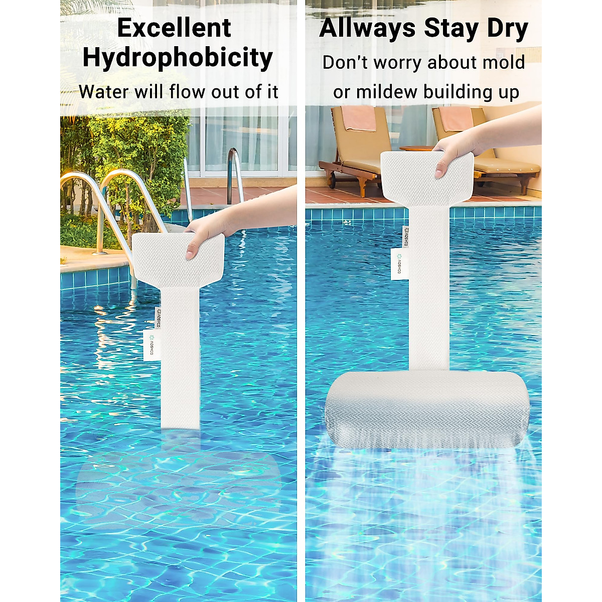 AOSYCO Headrest Pillow for Chaise Lounge, All Weather Weighted Outdoor Chaise Head Pillow, Pool Chaise Lounge Pillows Sunbathing Swing Pool Furniture, Chaise Lounge Cushion