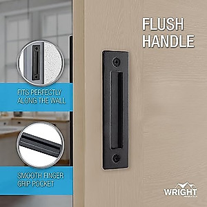 Wright Products Interior Pull and Flush Handle Set for Barn Doors, Matte Black