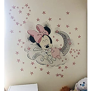 Mickey Minnie Mouse Large Wall Sticker for Kids Baby Room Nursery Interior Decoration Wall Decal (Minnie)