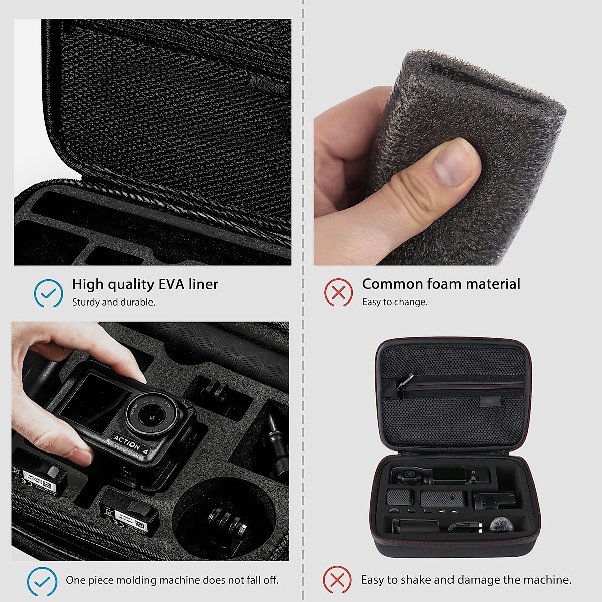 Tomat Osmo Action 5 Pro Carry Case for DJI Osmo Action 5/4 Camera Accessories Hard Shell Bag Travel Case Compatible with DJI Osmo Action 5 Pro Action 4 Adventure Combo