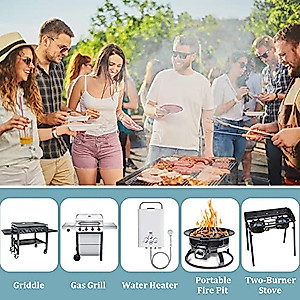 JEASOM 2 Feet Propane Regulator Hose with Gauge, Stainless Braided Hose for Most LP Grill Heater and Fire Pit Table, 3/8'' Female Flare Fitting