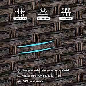 PHI VILLA Outdoor Wicker Chairs Set of 2, Rattan Covered Metal Armchairs with Removable Cushion, Heavy Duty Furniture Set for Patio, Deck, Porch, Yard