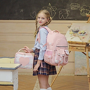 ACESAK Backpack for Girls - Bookbag Backpacks Schoolbag for Girls Kids Teen Women Casual Travel Daypacks - School Bag Elementary Middle School College Cute Backpack with Lunch Box (Pink)