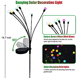 Leleecoo Solar Lights Outdoor Decorative, Garden Lights Solar Powered Waterproof, 6 LED Light Bulbs Vibrant Garden Solar Lights, Fairy Lights Yard Decorations Outdoor 2 Pack