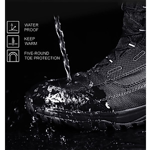 ROCKMARK Men's Winter Snow Boots Outdoor Warm Mid Calf Waterproof Durable Boot Non-Slip Warm Climbing Shoes (9.5, Red)