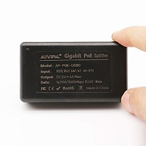 AuviPal Gigabit PoE Splitter for NVIDIA Jetson Nano, Raspberry Pi 4 and More, PoE to Barrel Jack or USB-C 5V/4A Max Power + 10/100/1000Mbps Wired Ethernet, 802.3af/at Compliant