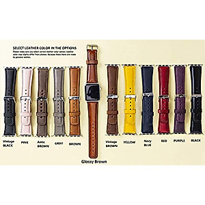 VENOULT iWatch Series 9, Ultra 2 Compatible Apple Watch Bands for Man or Women 49mm, 48mm, 47mm, 45mm, 44mm, 41mm, 40mm, Series 9-1 Dark Brown Genuine Leather Bull Strap, HANDMADE