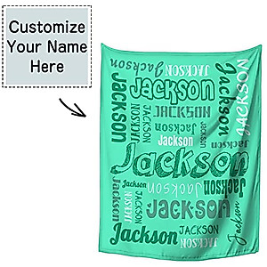 SIMIEEK Custom Blanket Personalized with Name Text, Customized Flannel Throws Blankets for Baby Adults Kids Birthday Valentines Day Gift, 30x40 Inches Inches, Mint Green