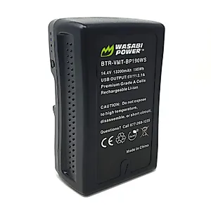 Wasabi Power V Mount/V Lock Battery (195Wh, 14.4V, 13200mAh) Rechargeable Li-ion Battery for Broadcast Video Camcorder, Compatible with Sony HDCAM, XDCAM, Digital Cinema Cameras and Other Camcorders