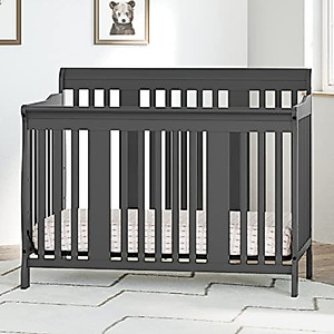 Storkcraft Tuscany 4-in-1 Convertible Crib, Gray, Easily Converts to Toddler Bed, Day Bed or Full Bed, 3 Position Adjustable Height Mattress (Mattress Not Included)