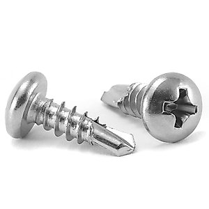 #8 x 1/2" Sheet Metal Screws 100Pcs 410 Stainless Steel Pan Head Fast Self Tapping Screws by SG TZH
