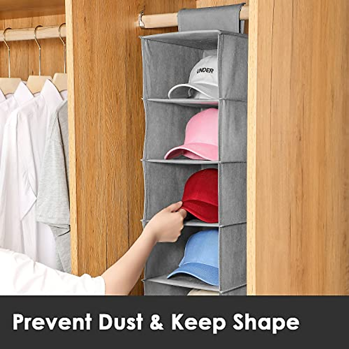 AEROiVi Hat Organizer for Closet - 10 Shelf Hat Racks for Baseball Caps - Non-Woven Fabric Hat Storage & Display - Hat Hanger to Protect Your Caps