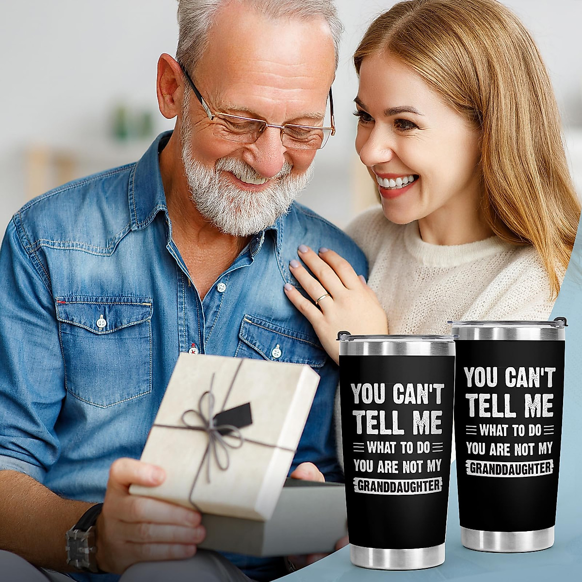 Leebbsin Gifts for Grandpa, Funny 20oz Tumbler with Lid, Grandpa Gift from Granddaughter, Grandson, Best Grandfather Birthday Gift for Grandfather, New Grandfather