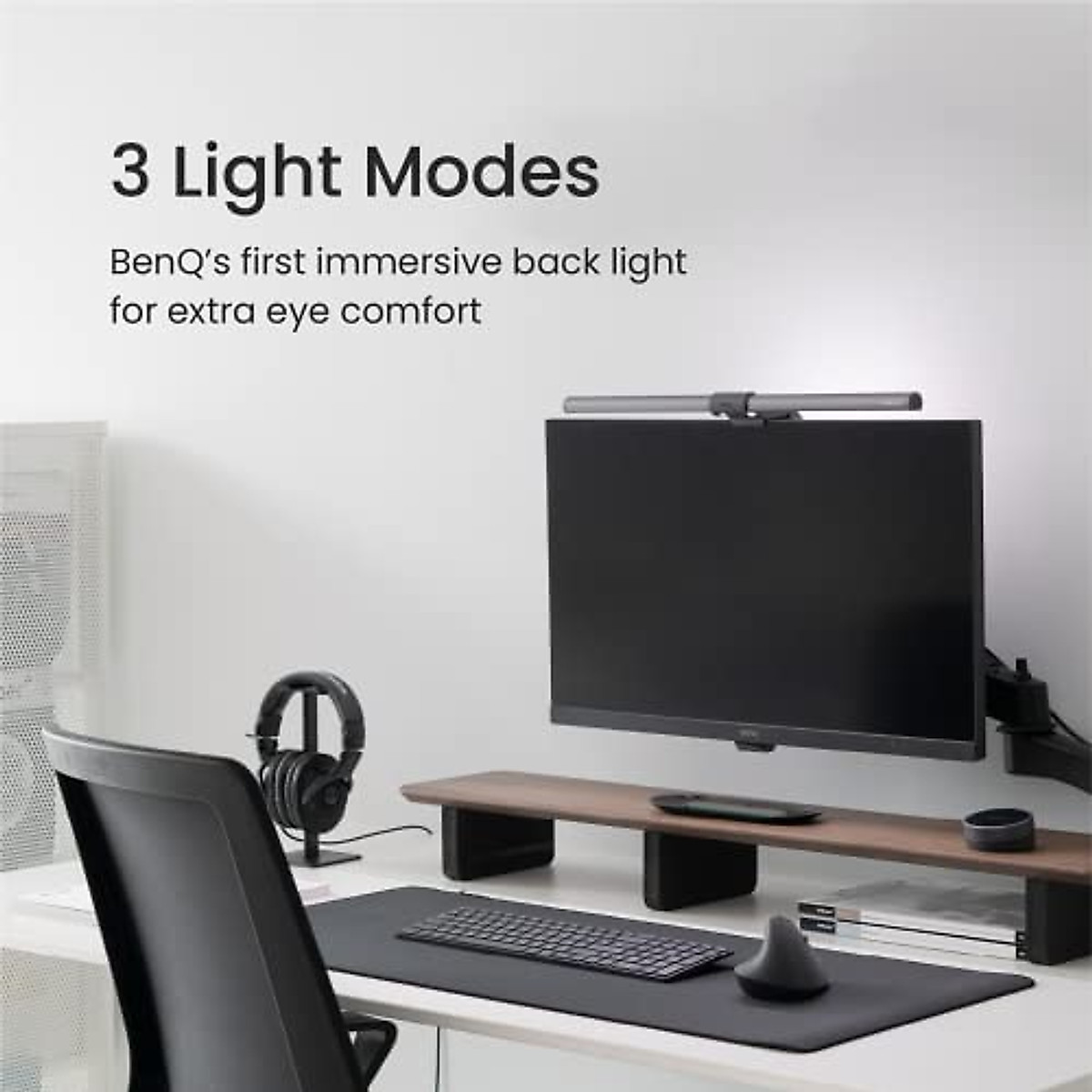 BenQ ScreenBar Halo LED Monitor Light/Wireless Controller/Adjustable Brightness and Color Temperature/Eye-Care Monitor Light Bar/No Screen Glare/Space Saving/Curved Monitors/USB Powered