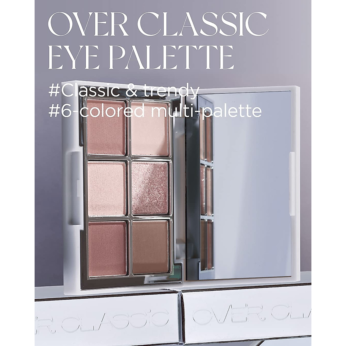 EQUMAL Over Classic Eye Palette – 6 Color Eyeshadow Palette – Muted Beige & Bright Pink - Blendable & Long Lasting Eye Shadow - Matte & Shimmer Multi Formul, 01 Lofty Air