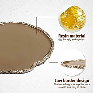 POPETPOP Reptisoil Reptiles Reptile Feeding Bowl Resin Thicken Water Dish Bowl Breeding Tray Feeding Plate for Lizard Snake Gecko Turtle Iguana Tortoise Reptisoil Auto Feeder