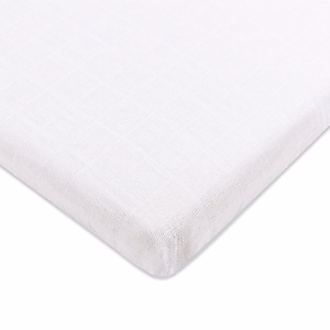 Babyletto Muslin Baby Bassinet Sheets for Girls & Boys - GOTS Certified Breathable Organic Cotton Bassinet Cover - Baby Boy Bassinet Sheets Rectangle - 360° Fitted Bedside Bassinet Sheets, White