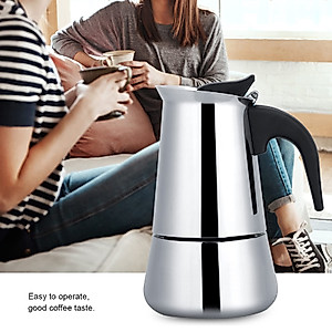 LIZEALUCKY Stainless Steel Stovetop Moka Pot Espresso Maker Percolator Portable Italian Cuban Coffee Maker for Big Family Home Office Camping, Work with Gas Electric Ceramic Stovetop(100ml)