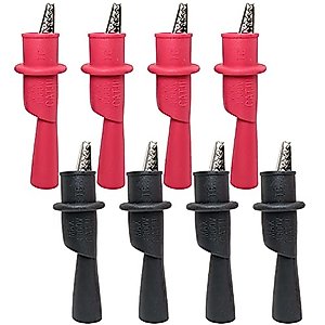 LRONG 8PCS Multimeter Alligator Clips Set, Test Probe Push On Alligator Clips Crocodile Clamps for Test Leads, 4 Pieces Red +4 Pieces Black (MACTPPC-R-B-8)