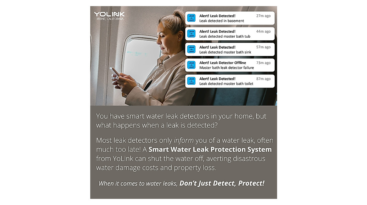 YoLink Smart Water Leak Sensor 3 Pack - Long Range, App Alerts & Alexa