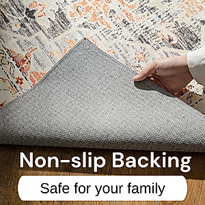 Auemtyn Area Rug, 3x5 Washable Rug for Living Room, Rug with Non-Slip Backing, Stain Resistant Vintage Medallion Rug for Bedroom, Non-Shedding Distressed Rug (3'x5', Beige)