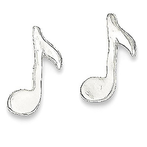 925 Sterling Silver Music Note Small Earrings