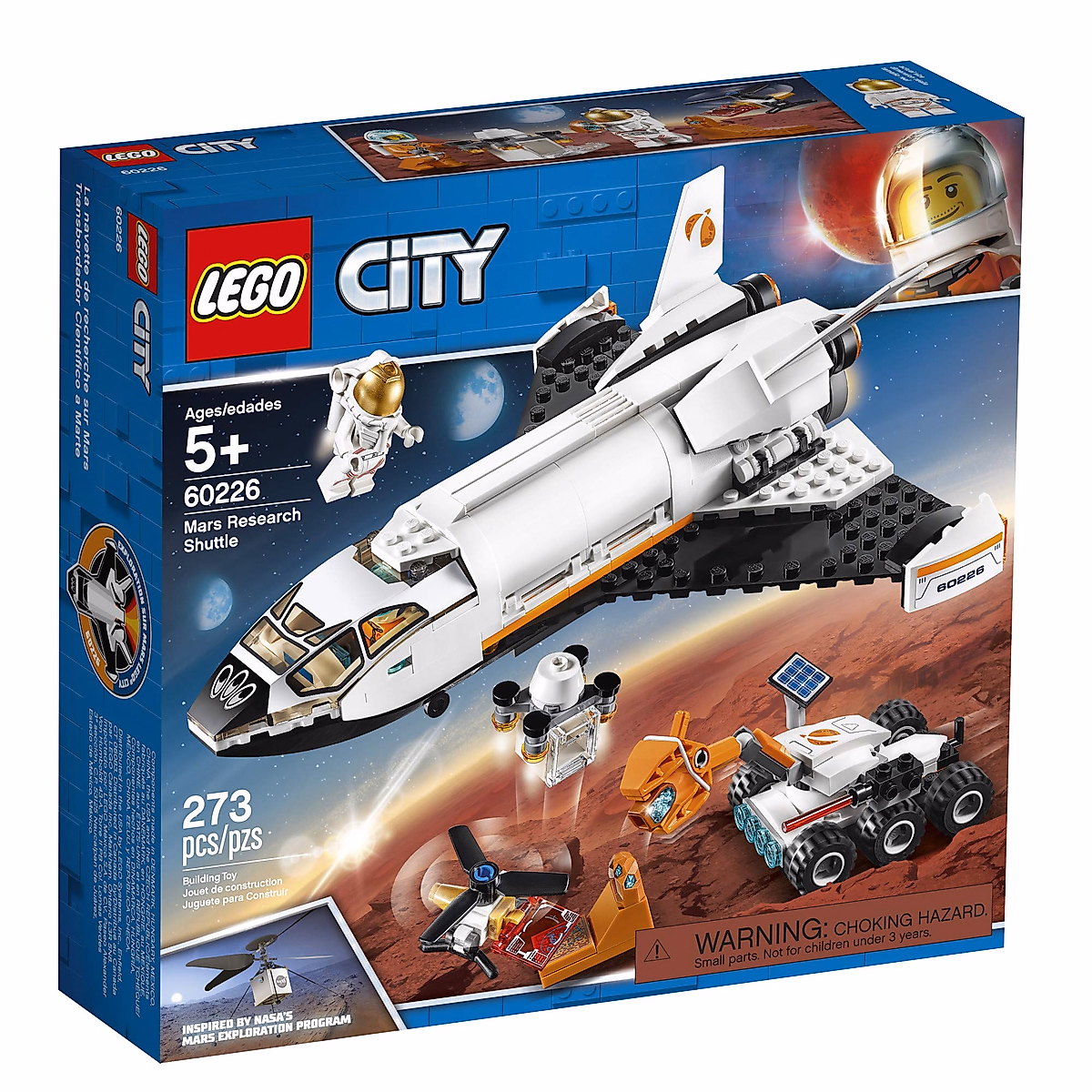 LEGO City Space Mars Research Shuttle 60226 Space Shuttle Toy Building Kit with Mars Rover and Astronaut Minifigures, Top STEM Toy for Boys and Girls, New 2019 (273 Pieces)